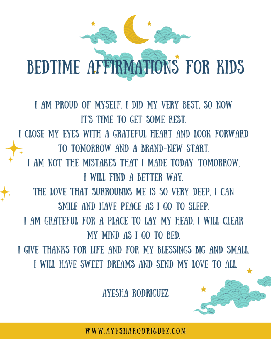 Free Bedtime Affirmations for Kids Printable – Ayesha Rodriguez
